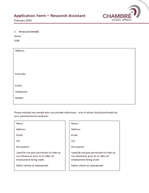 Fillable Online communityni Application Form Research Assistant ...