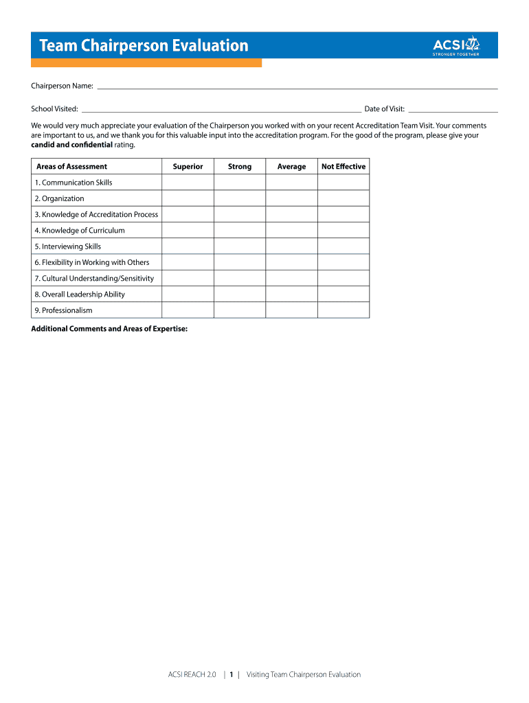 Fillable Online Team Chairperson Evaluation Fax Email Print - pdfFiller