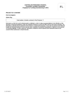 Fillable Online newcastle edu Australian Laureate Fellowship Sample ...