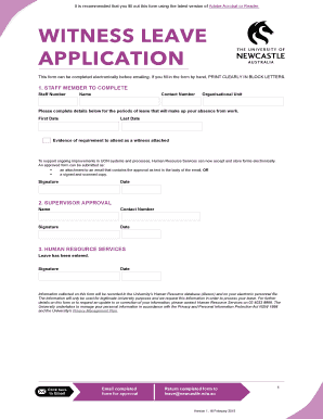 Fillable Online newcastle edu Witness leave application form ...