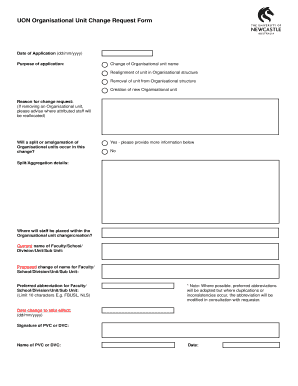 Fillable Online newcastle edu UON Organisational Unit Change Request ...