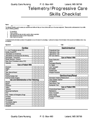Fillable Online Telemetry Skills Checklist - qcnstaffing.areawebpages ...
