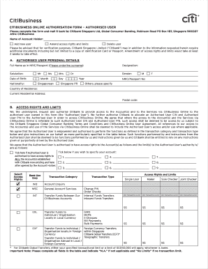 Fillable Online citibank com authorised user - Citibank Fax Email Print ...