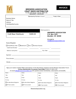 Fillable Online brewersassociation CRAFT BEER DISTRIBUTOR Fax Email ...