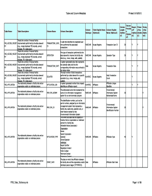 Fillable Online epa Table and Column Metadata Printed: 9/16/2015 - epa ...