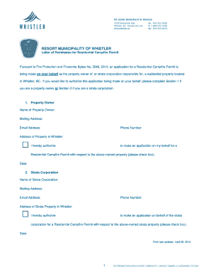 Fillable Online Letter of Permission for Residential Campfire Permit ...