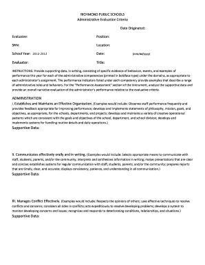 Fillable Online rvaschools Administrative Evaluation Criteria Fax Email Print - pdfFiller