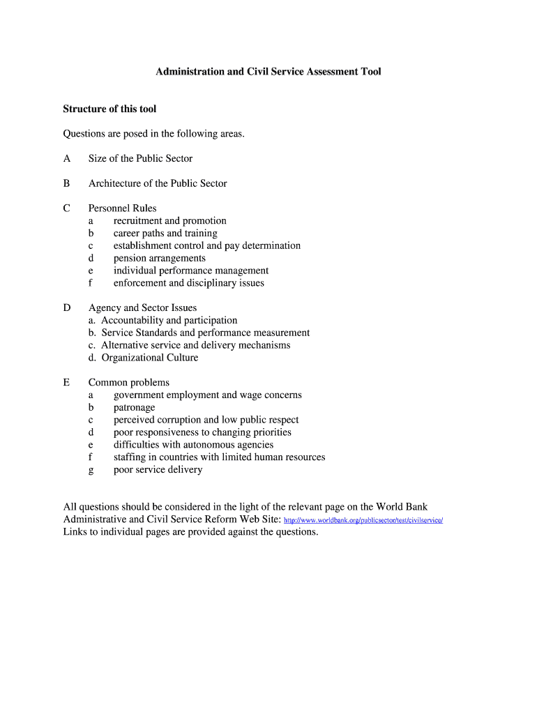 Fillable Online Administration and Civil Service Assessment Tool Fax Email Print - pdfFiller
