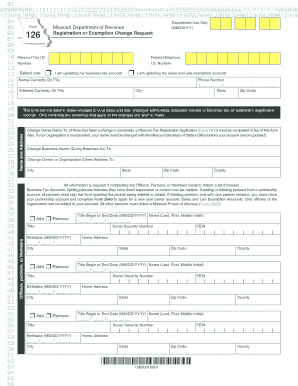 Fillable Online dor mo Form 126 Registration or Exemption Change ...