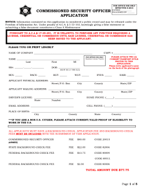 Fillable Online COMMISSIONED SECURITY OFFICER Fax Email Print - pdfFiller