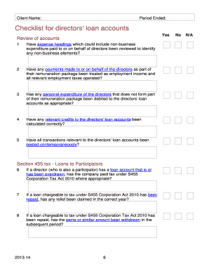 Fillable Online Directors' Loan Accounts Toolkit. Toolkit for 2013-14 ...