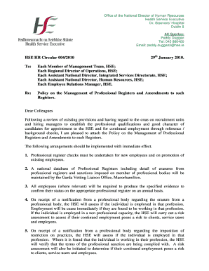 Fillable Online hse HSE HR Circular 004/2010 re Policy on the ...