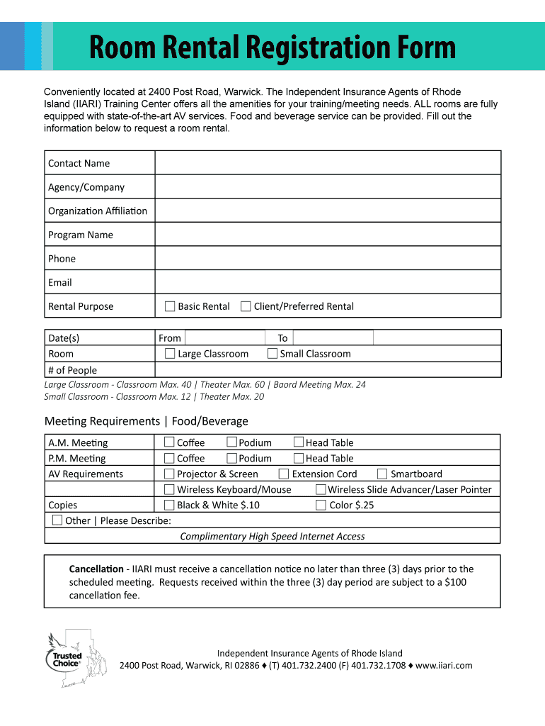 Fillable Online IIARI's Training Center Has Rental Space Available Fax ...