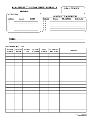 Fillable Online depts washington PARAFFIN SECTION MOUNTING SCHEDULE ...