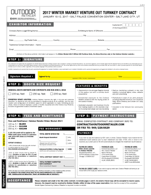 Fillable Online 2017 WINTER MARKET VENTURE OUT TURNKEY CONTRACT Fax Email Print - pdfFiller