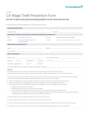 Fillable Online CA Wage Theft Prevention Form Fax Email Print - pdfFiller
