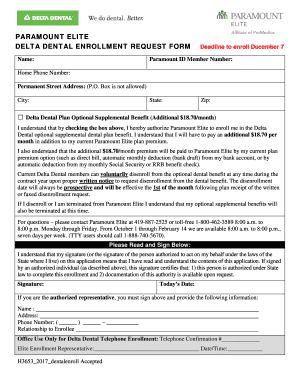 Fillable Online DELTA DENTAL ENROLLMENT REQUEST FORM Fax Email Print - pdfFiller