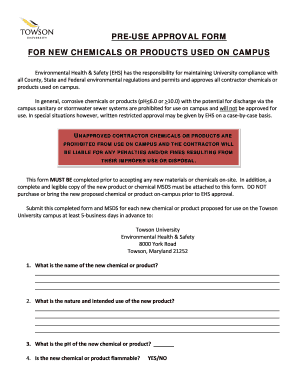 Fillable Online towson EHS Chem Approval Form.docx - towson Fax Email ...
