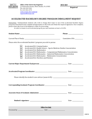 Fillable Online wcupa Accelerated Bachelor's Degree Program Enrollment Request Fax Email Print ...