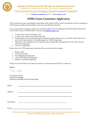 Fillable Online AOBA Exam Committee Application Fax Email Print - pdfFiller