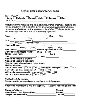 Fillable Online Special Needs Registration Instructions Fax Email Print ...