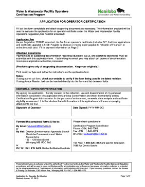 Fillable Online gov mb 3 Operator Cert Application Form Fax Email Print ...
