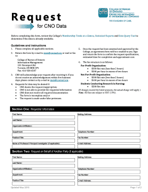 Fillable Online cno Request for Data - College of Nurses of Ontario Fax ...