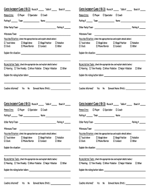 Fillable Online CHESS INCIDENT CARD (18-3) Fax Email Print - pdfFiller
