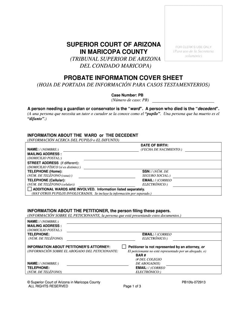 Fillable Online superiorcourt maricopa TUTELA o CURADUR A rdenes temporales para un menor o un ...