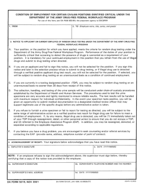 Fillable Online CONDITION OF EMPLOYMENT FOR CERTAIN CIVILIAN POSITIONS ...