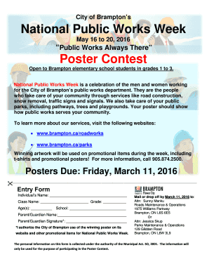 Fillable Online brampton National Public Works Week Poster Contest ...