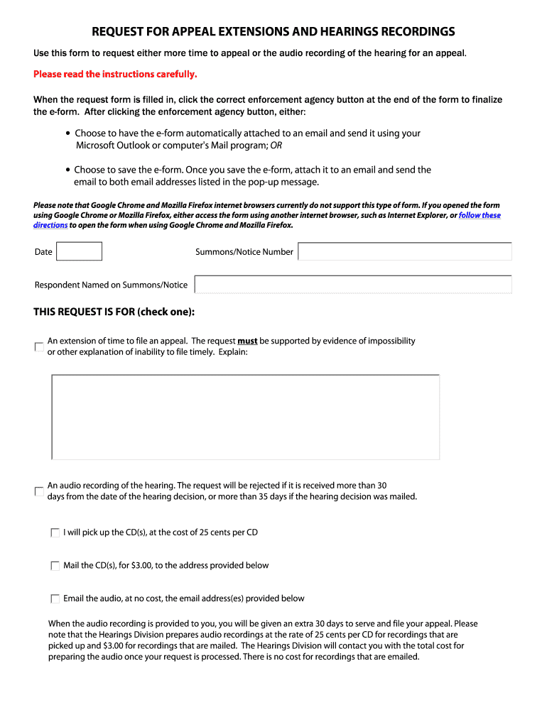 Fillable Online nyc REQUEST FOR APPEAL EXTENSIONS AND HEARINGS RECORDINGS Fax Email Print ...