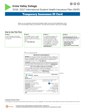 Fillable Online Below is your temporary International Student Health ...