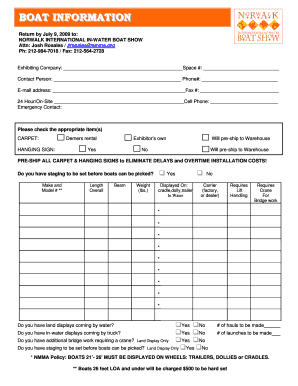 Fillable Online BOAT INFORMATION - boatshownorwalk.com Fax Email Print ...