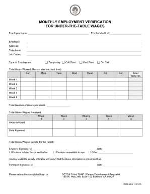 Fillable Online C066 MEV - Monthly Employment Verification Form 11.01. ...