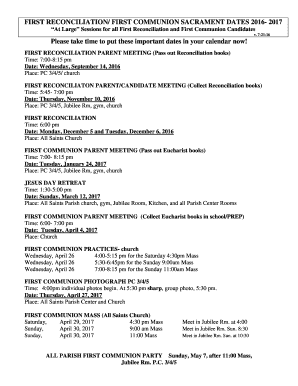 Fillable Online allsaints FIRST RECONCILIATION/ FIRST COMMUNION ...
