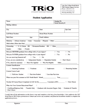 Fillable Online lonestar Student Application - Lone Star College ...