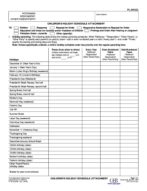 Fillable Online FL-341(C) Children's Holiday Schedule Attachment ...