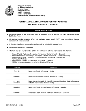Fillable Online customs gov form d1: annual declarations for past ...