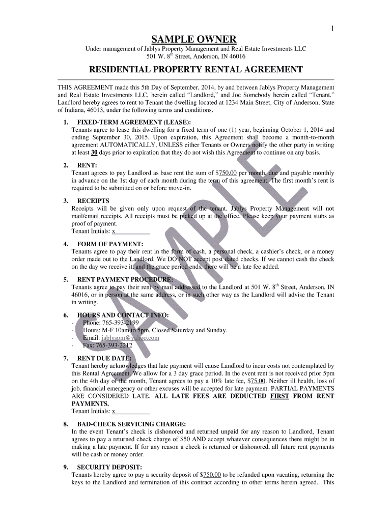 Fillable Online SAMPLE OWNER Fax Email Print - pdfFiller