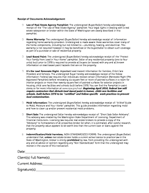 Fillable Online Receipt of Documents Acknowledgement Fax Email Print - pdfFiller