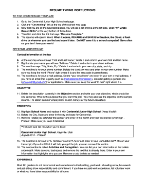 Fillable Online RESUME TYPING INSTRUCTIONS Fax Email Print - pdfFiller