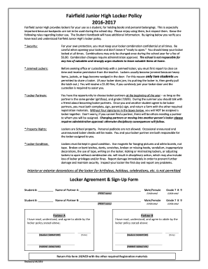 Fillable Online Fairfield Junior High Locker Policy 2016-2017 - Davis ...