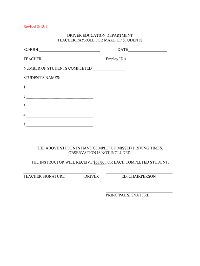 Fillable Online Student Make-up Fax Email Print - pdfFiller