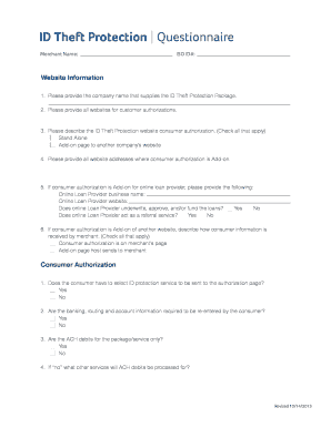 Fillable Online ID Theft Protection Questionnaire Fax Email Print ...