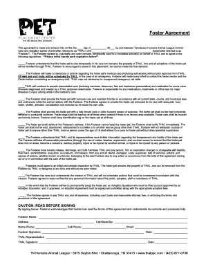 Fillable Online Foster Agreement-FINAL.doc Fax Email Print - pdfFiller