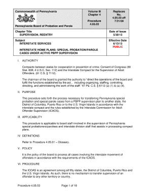 Fillable Online 04 05 03 Interstate Home Plans Special Probation Parole ...