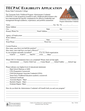 Fillable Online tecta RSCC - TECPAC Eligibility Application Fax Email ...
