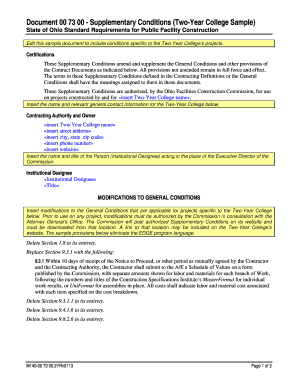Fillable Online Document 00 73 00 - Supplementary Conditions (Two-Year ...