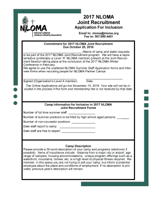 Fillable Online nloma Joint Recruitment Fax Email Print - pdfFiller